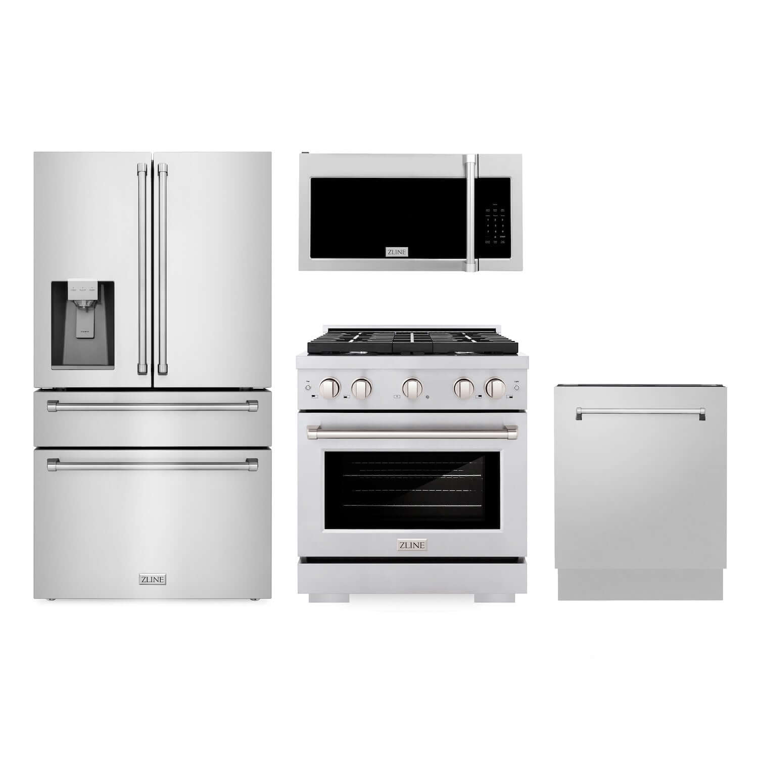 ZLINE 30" 4-Piece Stainless Steel Appliance Package (4KPRW-SGROTRH30 ...