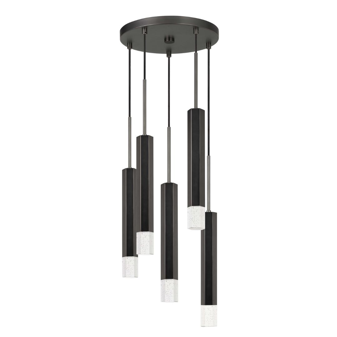 Cal Lighting LED Dimmable 5-Light Pendant with Glass Diffuser – Rustic ...