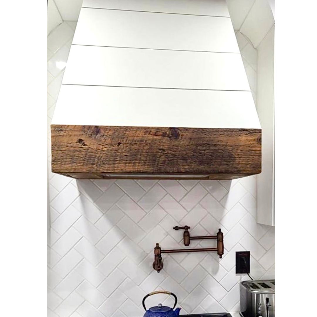 Handcrafted Shiplap and Barnwood Range Hood (JAD0) – Rustic Kitchen & Bath
