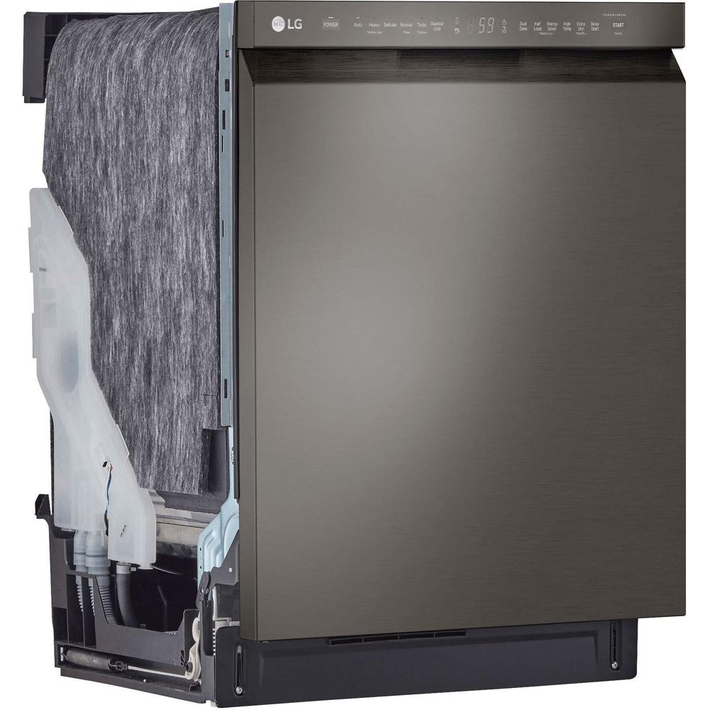 LG 24" Front Control Dishwasher with QuadWash in Black Stainless Steel ...