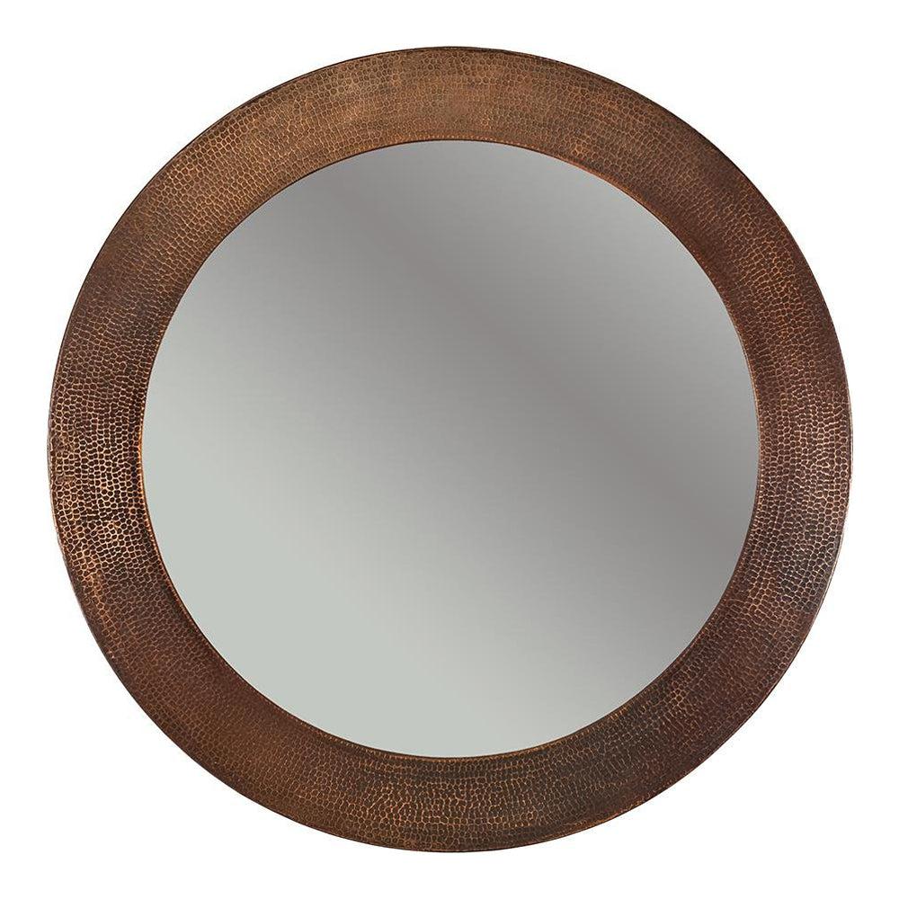 Premier Copper 34 in. Round Hammered Copper Mirror (MFR3434) – Rustic ...