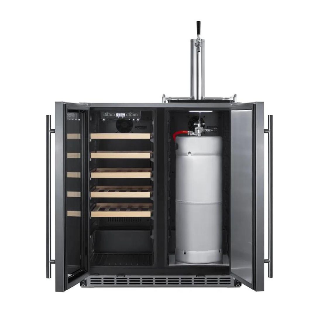 Summit 30" Built-In Indoor/Outdoor Combination Wine Cellar/Kegerator ...
