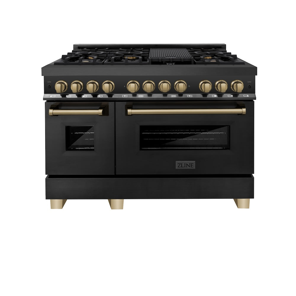 ZLINE Autograph Edition 48" Appliance Package in Black Stainless/Bronze ...
