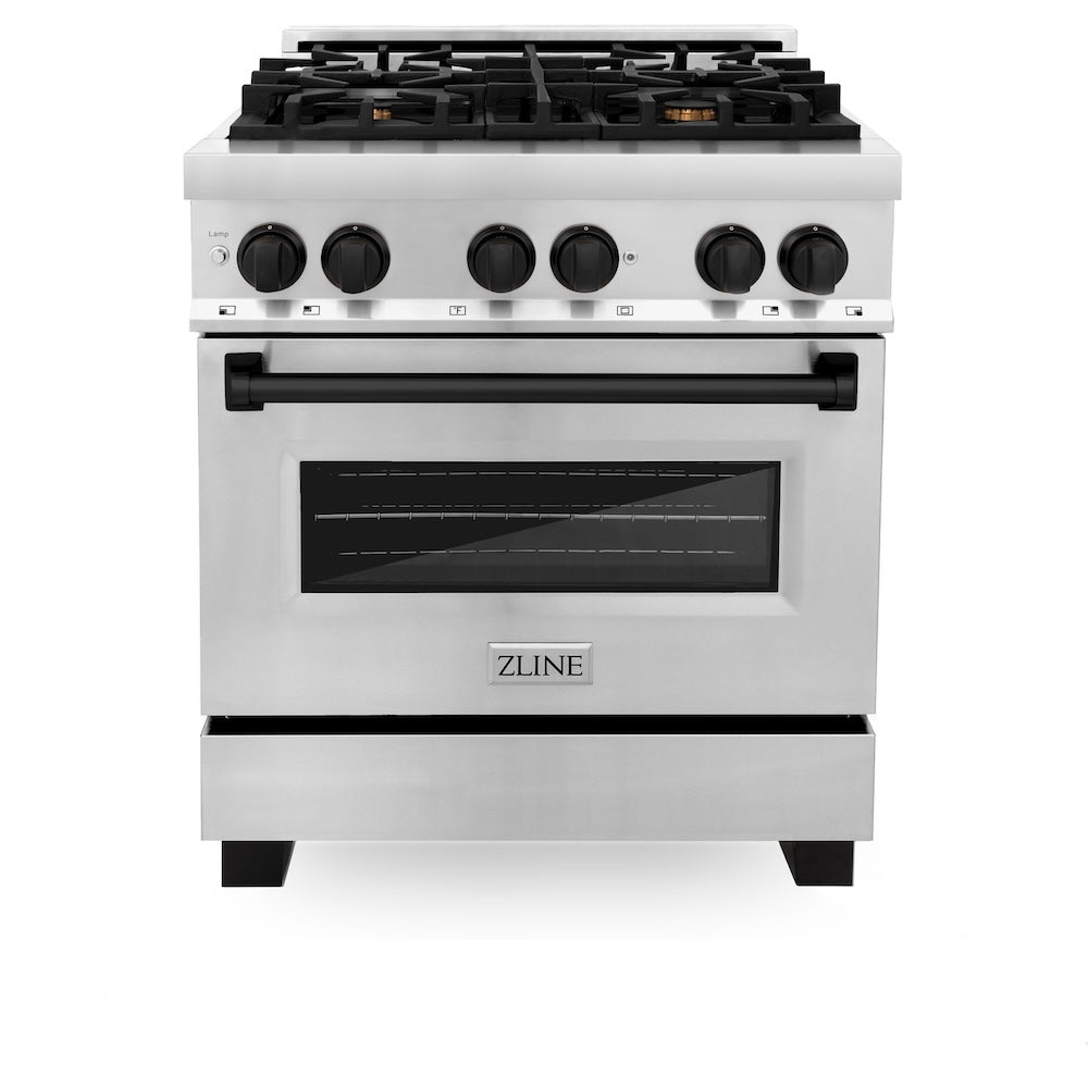 ZLINE Autograph Edition 30" Appliance Package with Matte Black Accents ...