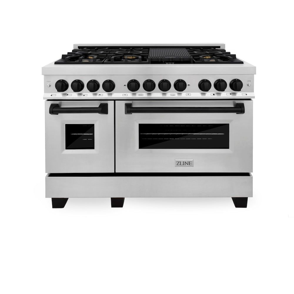 ZLINE Autograph Edition 48" Appliance Package with Matte Black Accents ...