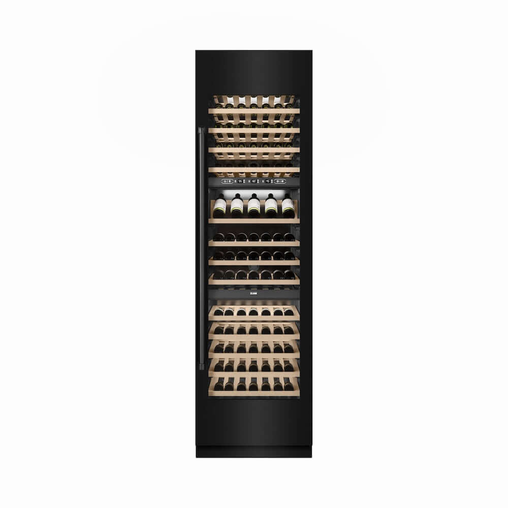 ZLINE 24" Triple Zone 100 Bottle Column Wine Cooler in Black Stainless ...