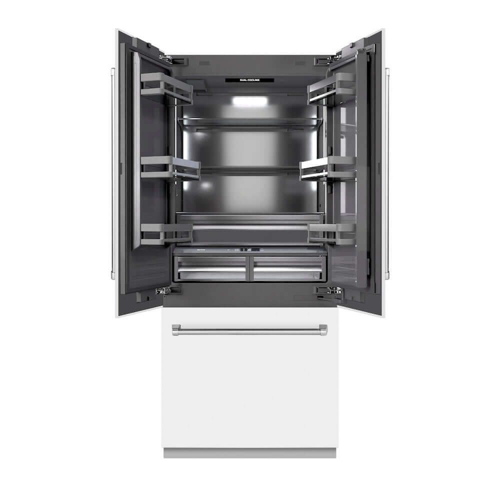 ZLINE 36" Built-In Refrigerator in White Matte/Graphite Gray Interior ...