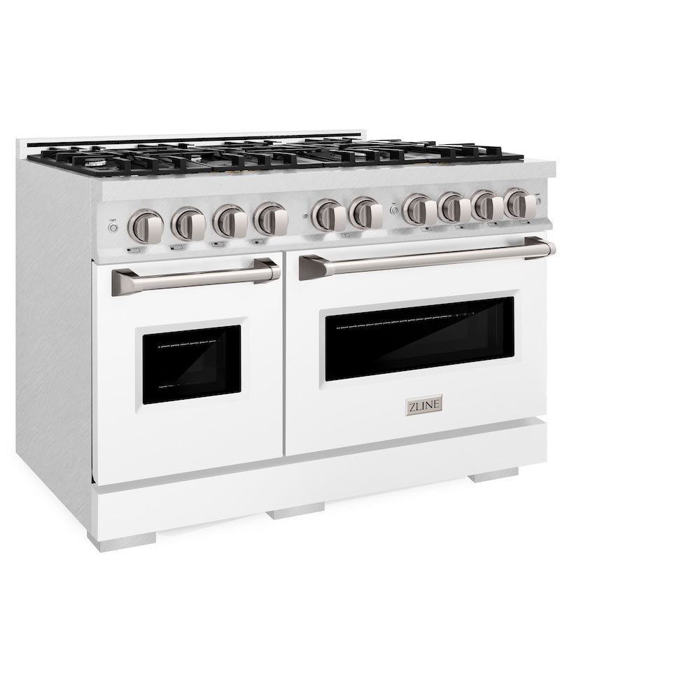 ZLINE 48" Classic Dual Fuel Range in Satin with White Doors (CDRS-WM-48 ...