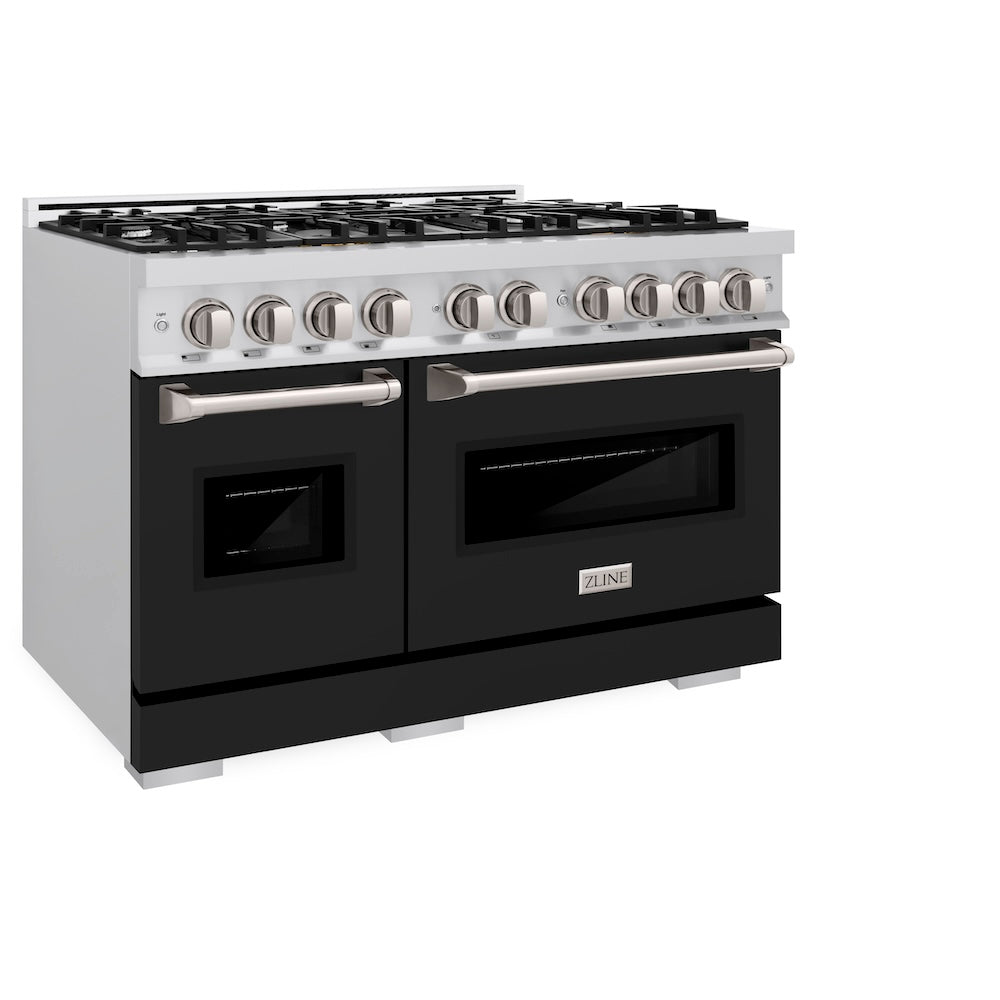 ZLINE 48" Classic Dual Fuel Range in Stainless Steel with Black Doors ...