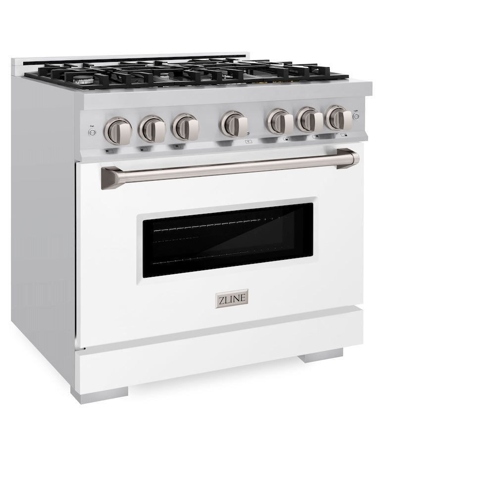 ZLINE 36" Classic Gas Range in Stainless Steel with White Door (CGR-WM ...