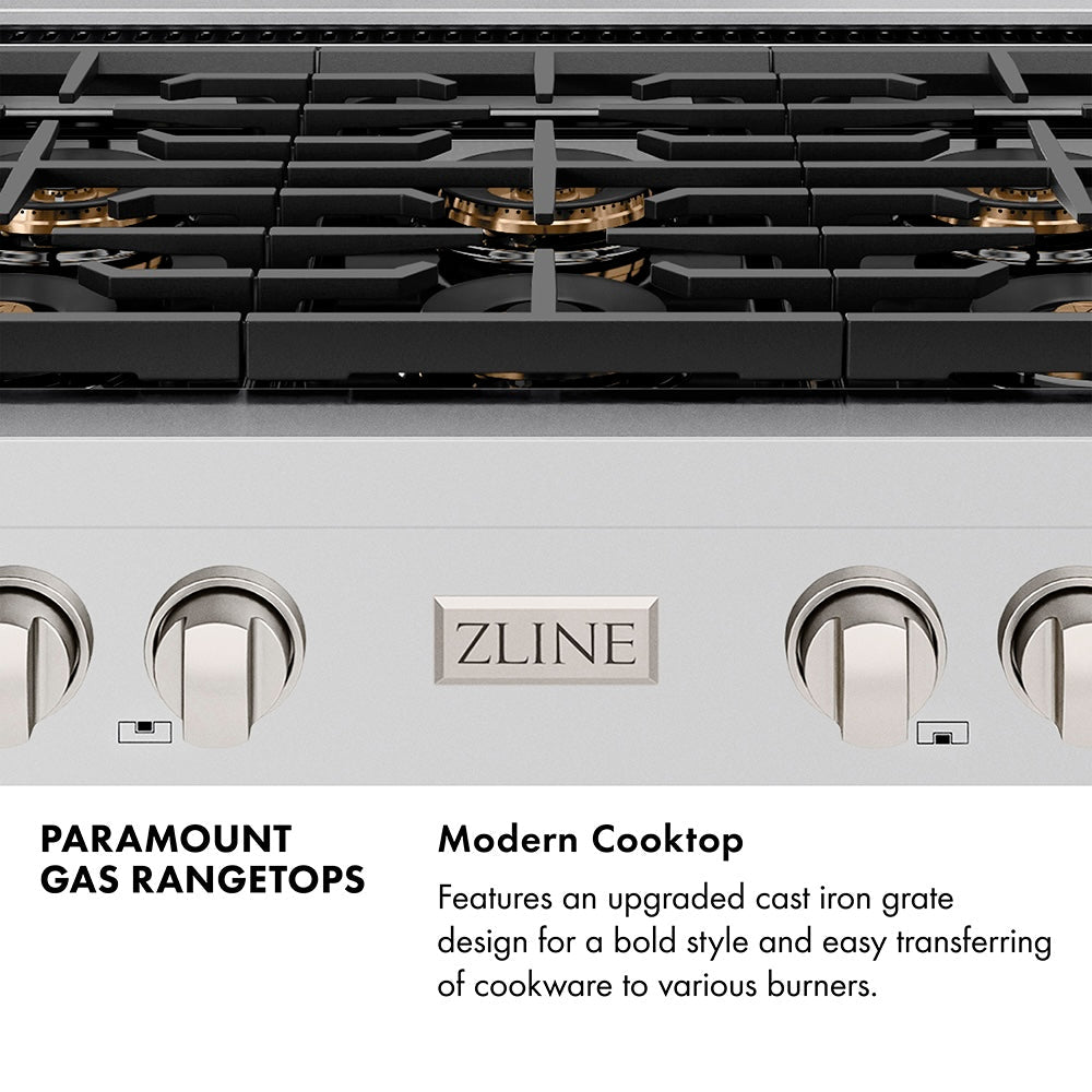 ZLINE Autograph Edition 30 in. Paramount Gas Rangetop with 4 Burner Du ...