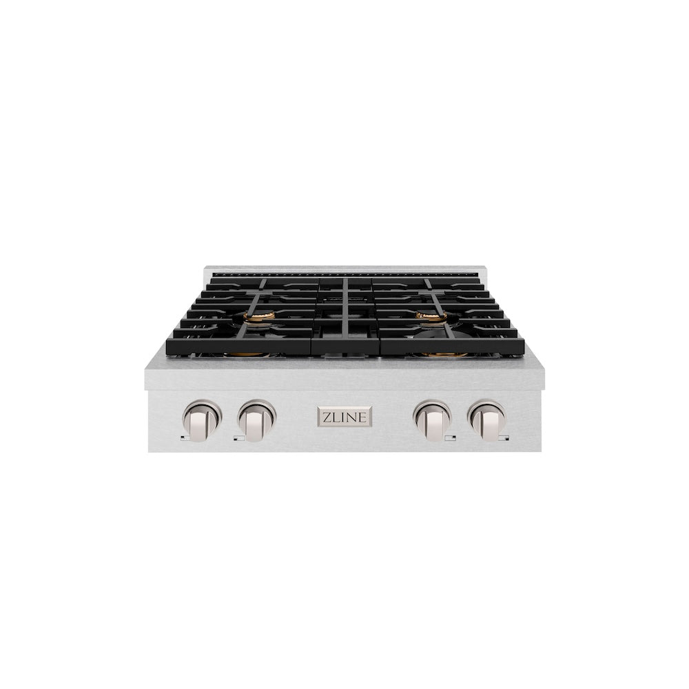ZLINE 30" Paramount Gas Rangetop with 4 Brass Burners in Satin (SRTS-BR ...