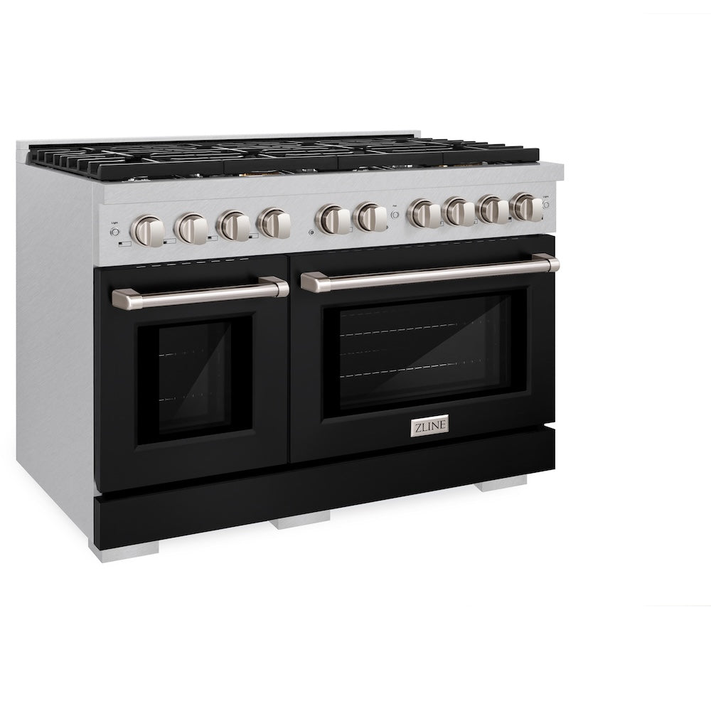 ZLINE 48" Paramount Dual Fuel Range in Satin Stainless/Black Matte ...