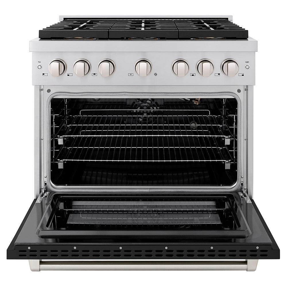 ZLINE 36" Paramount Gas Range with DuoPro™ Cooktop and Black Door (PSGR ...