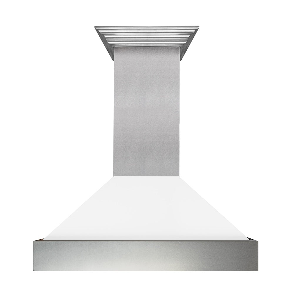 ZLINE Satin Stainless Wall Mount Range Hood with White Matte Shell ...