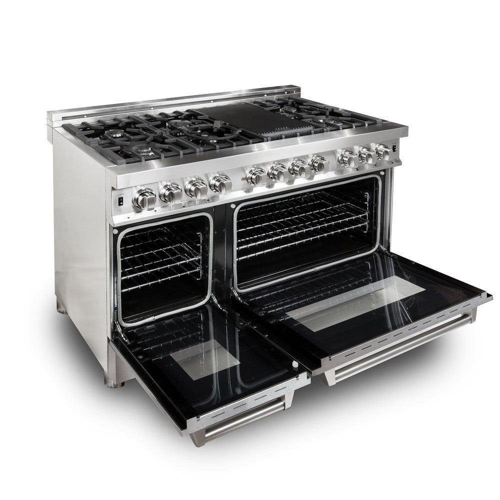 ZLINE 48" Package | Range with Satin Door and Range Hood (2KP-RASNRH48 ...