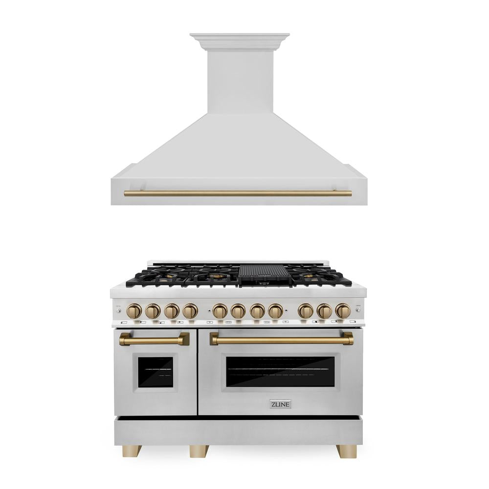 ZLINE 48 in. Autograph Edition Package - Range and Hood - Bronze (2AKP ...