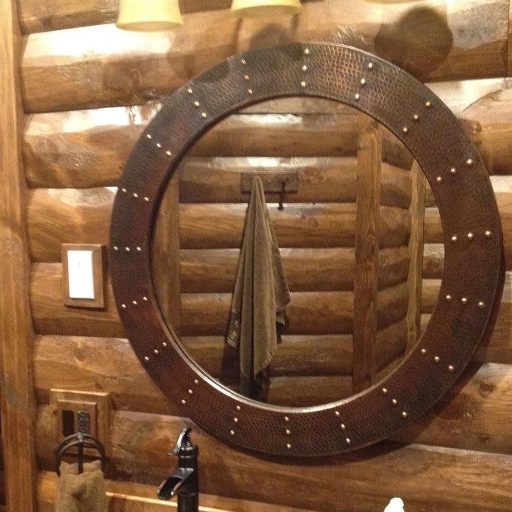 Premier Copper 34" Round Hammered Copper Mirror (MFR3434) – Rustic ...