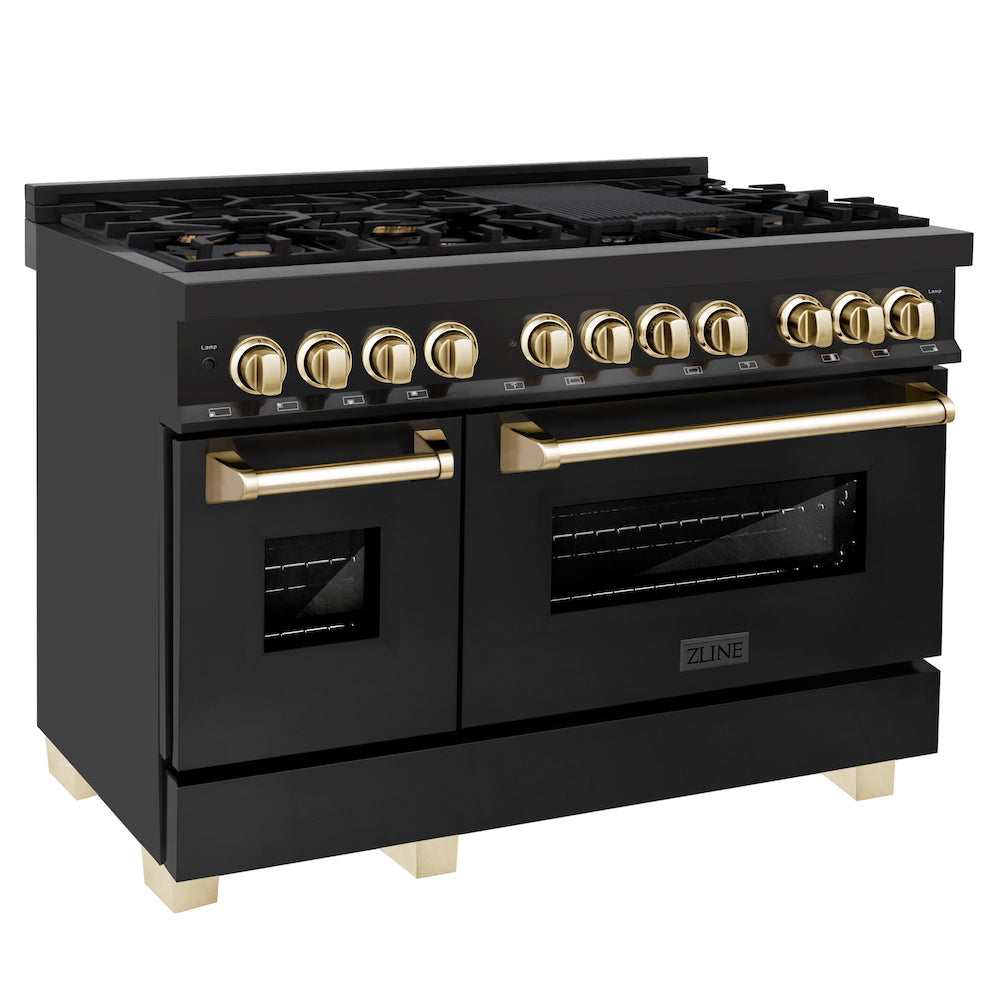 ZLINE Autograph Edition 48" Legacy Dual Fuel Range in Black Stainless ...