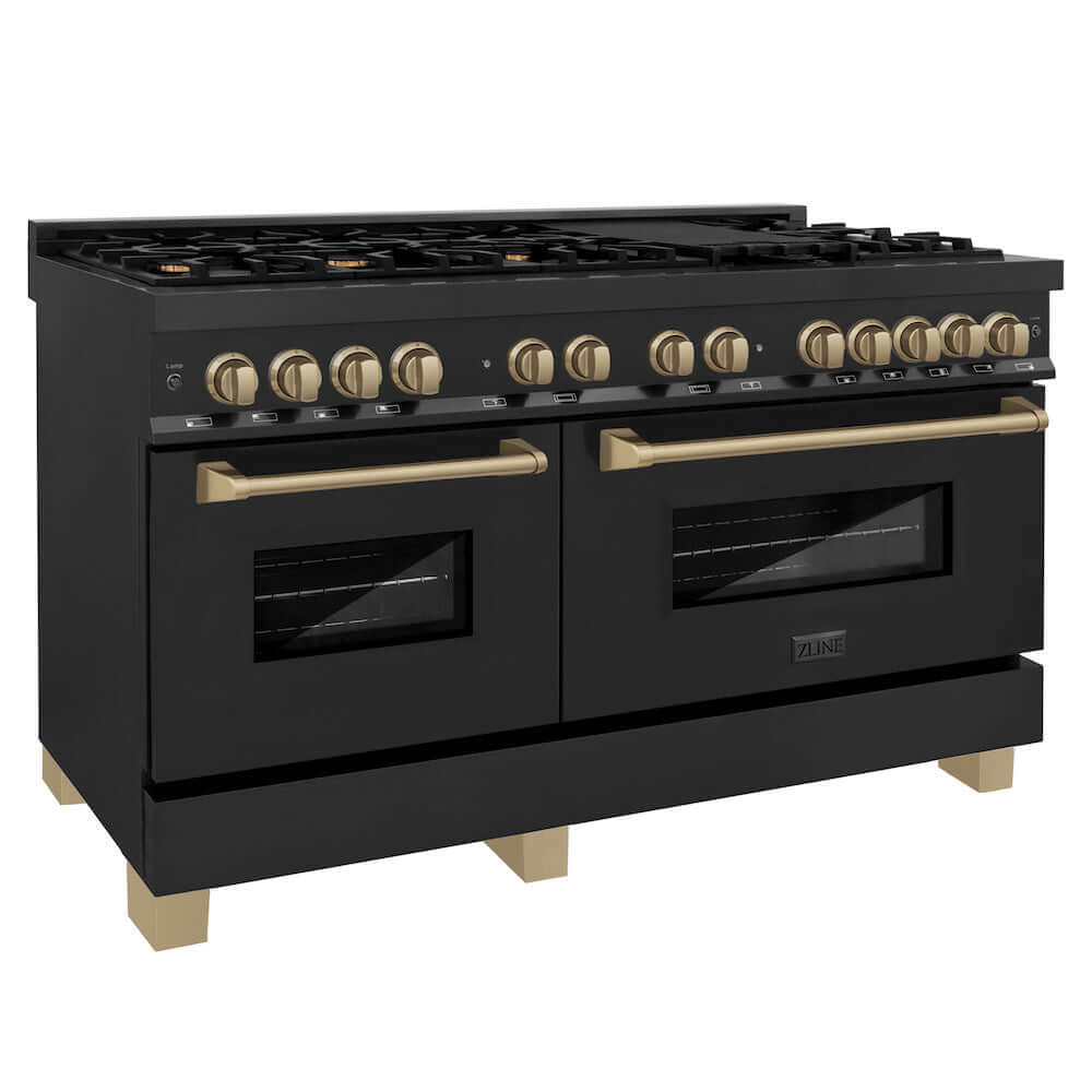 ZLINE Autograph Edition 60" Legacy Dual Fuel Range in Black Stainless ...