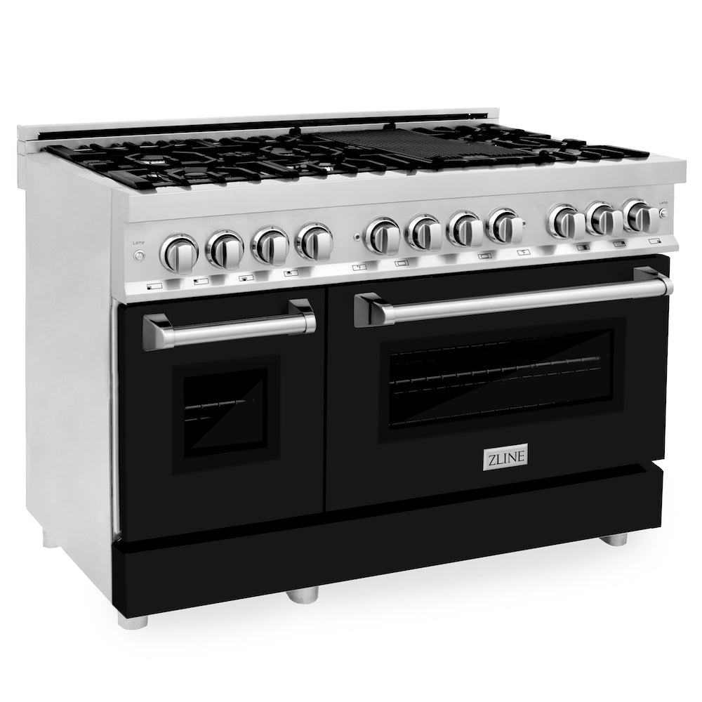 ZLINE 48" Dual Fuel Range with Black Matte Oven Doors (RA-BLM-48 ...