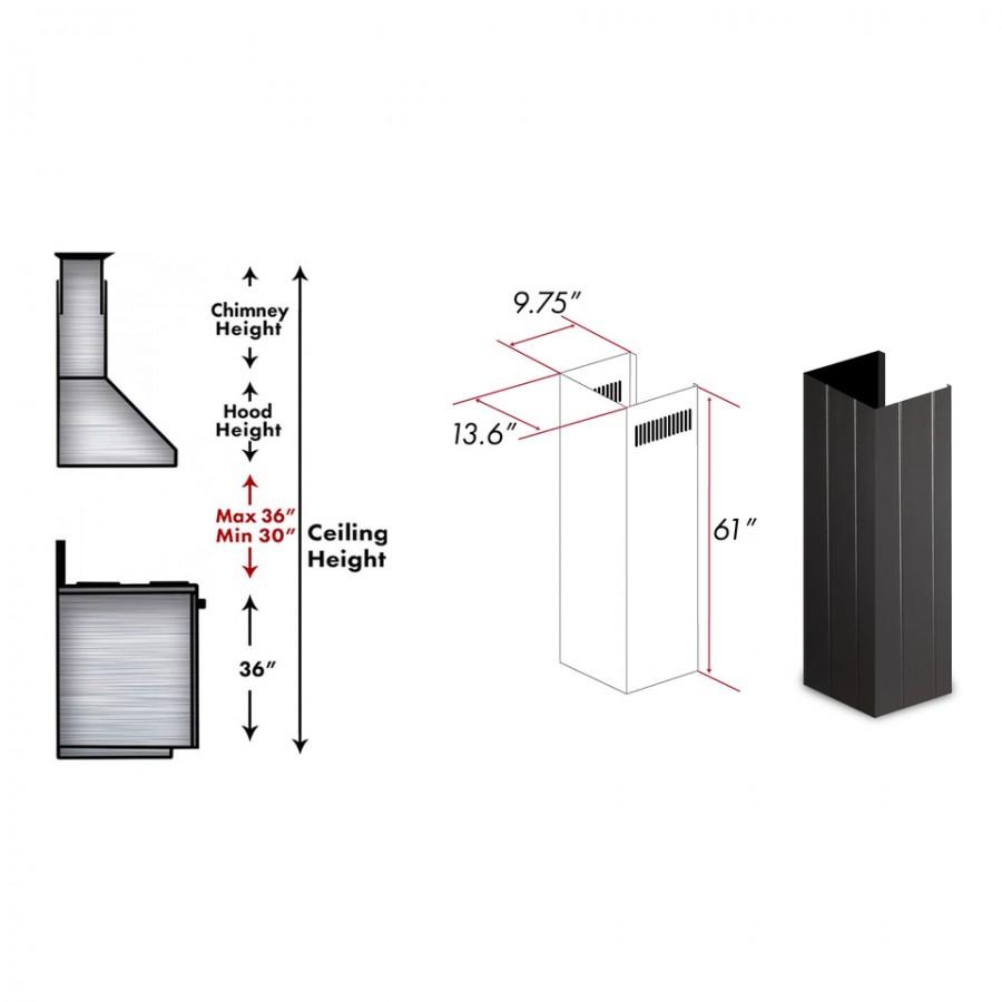 ZLINE 61" Wooden Chimney Extension for Ceilings up to 12 ft. (KPCC-E ...