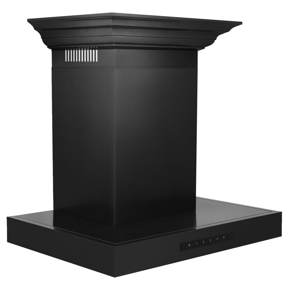 ZLINE Wall Mount Range Hood | Black Stainless with Crown Molding ...
